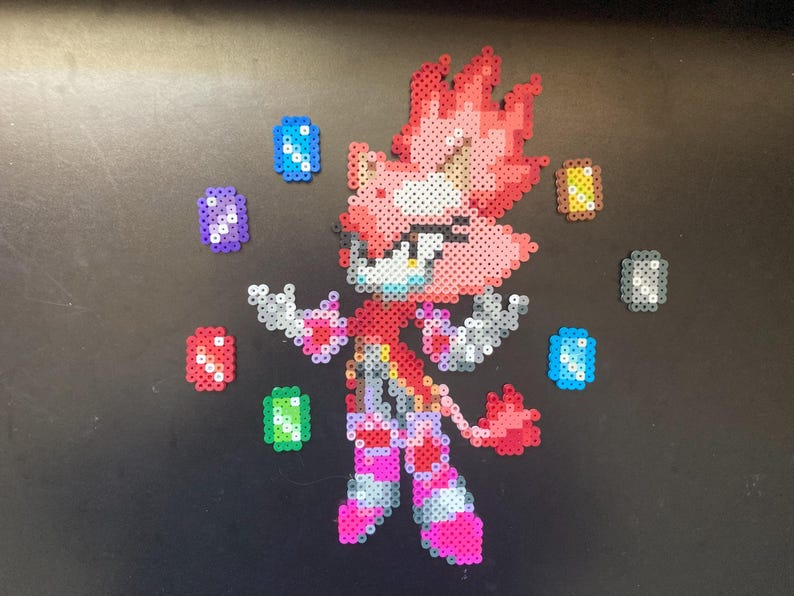 Burning Blaze and Sol Emeralds Sonic the Hedgehog Perler Bead Pixel ...
