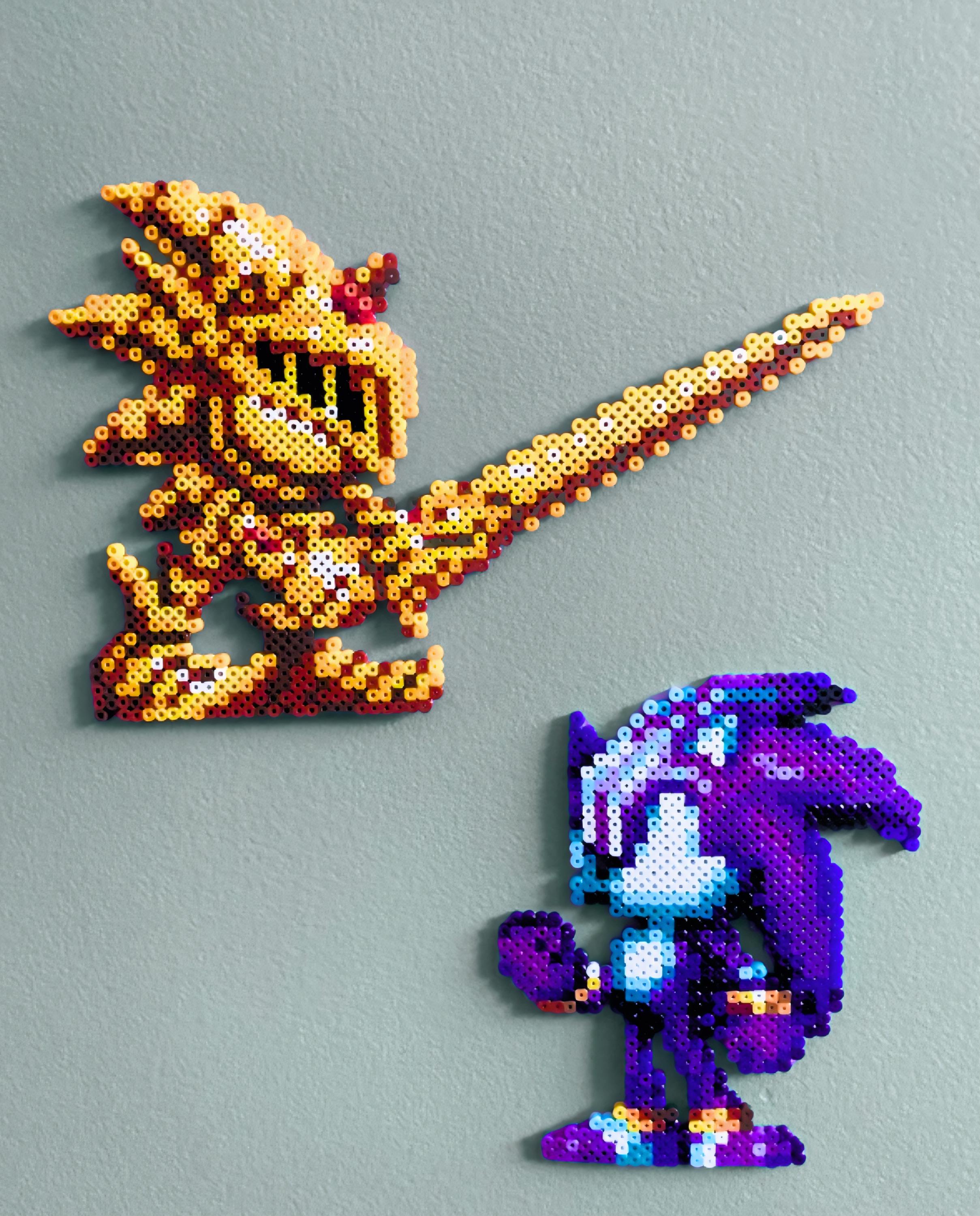 Darkspine, Werehog, and Excalibur - Sonic the Hedgehog Perler Beaded ...