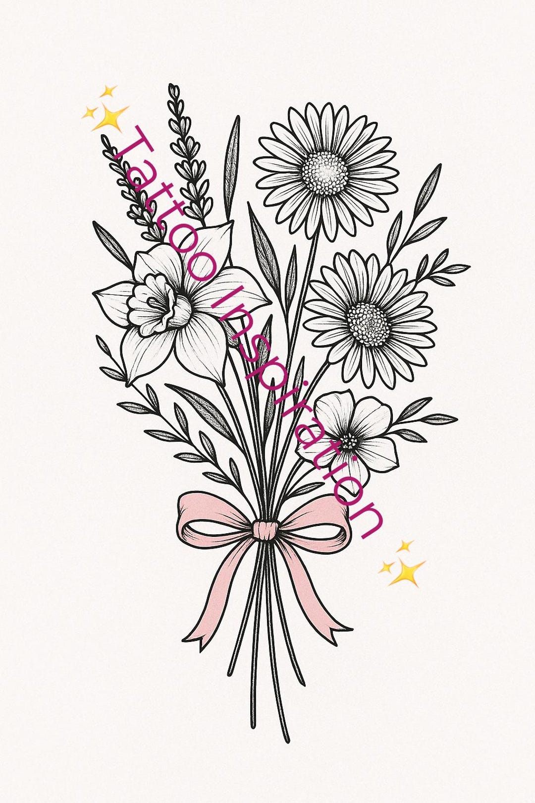 Custom Birth Flower Tattoo Designi Floweri Nature – Personalized Floral ...