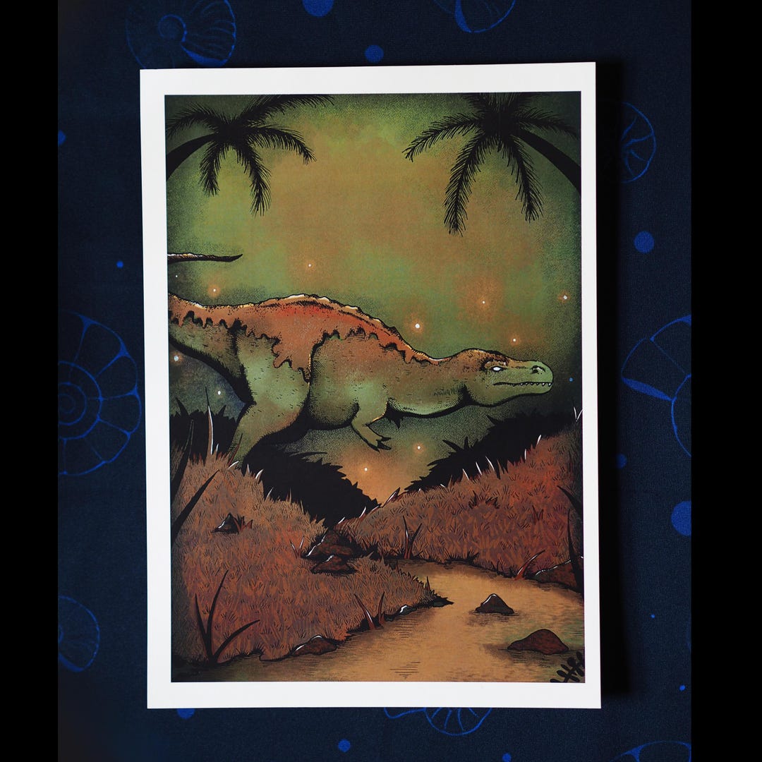 Megalosaurus Dinosaur Art Print, Fossil Illustration - Etsy