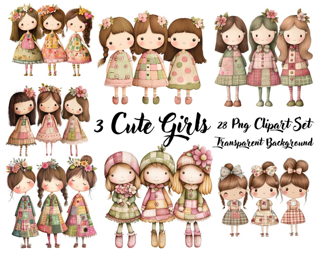 Watercolor Cute Girls Clipart, Cute Girls, Watercolor Girls, Nursery ...