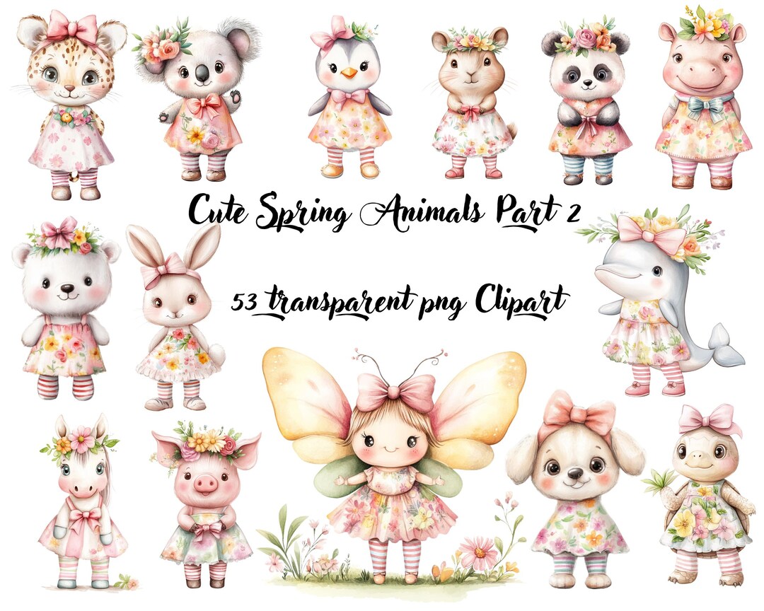 Watercolor Cute Animals Clipart, Cute Animals, Watercolor Animals ...