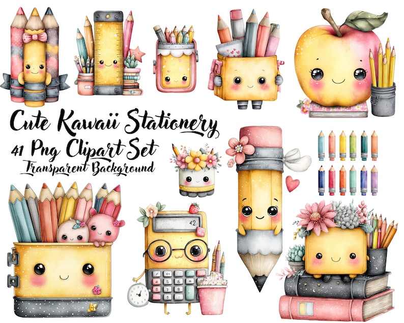 Watercolor Digital Stationery, Printable , Pencil, Colored Pencil ...