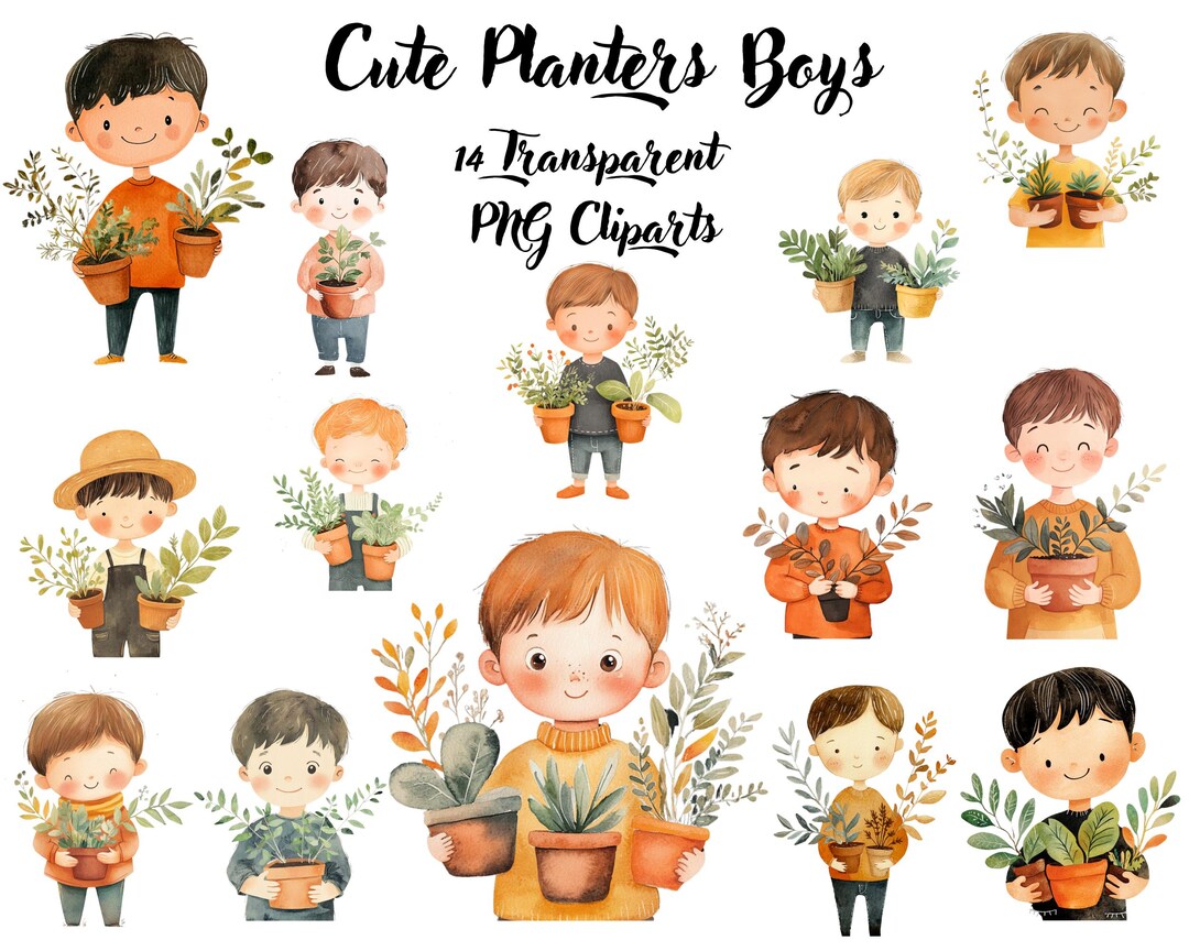 Watercolor Cute Boys, Printable Boys, Little Boys Clipart, Cute Nursery ...