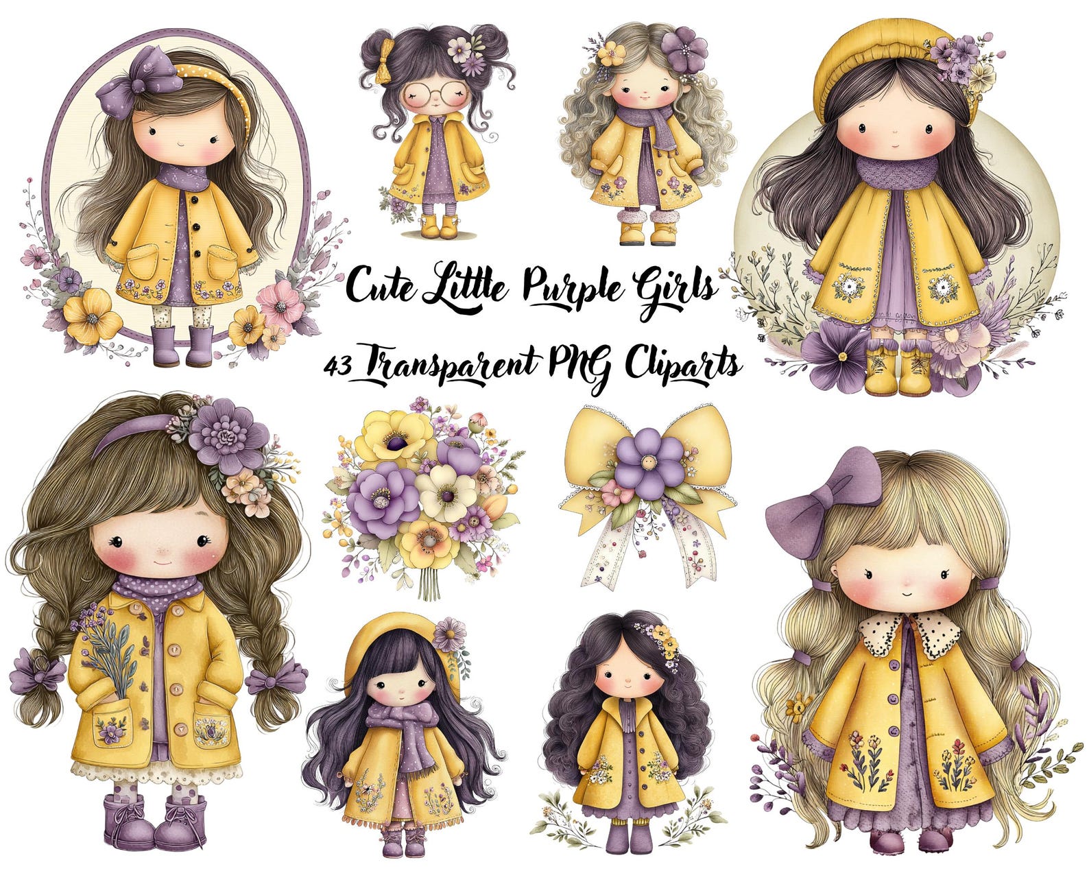 43 Watercolor Cute Girls, Dolls, Printable Girls, Little Girls Clipart ...