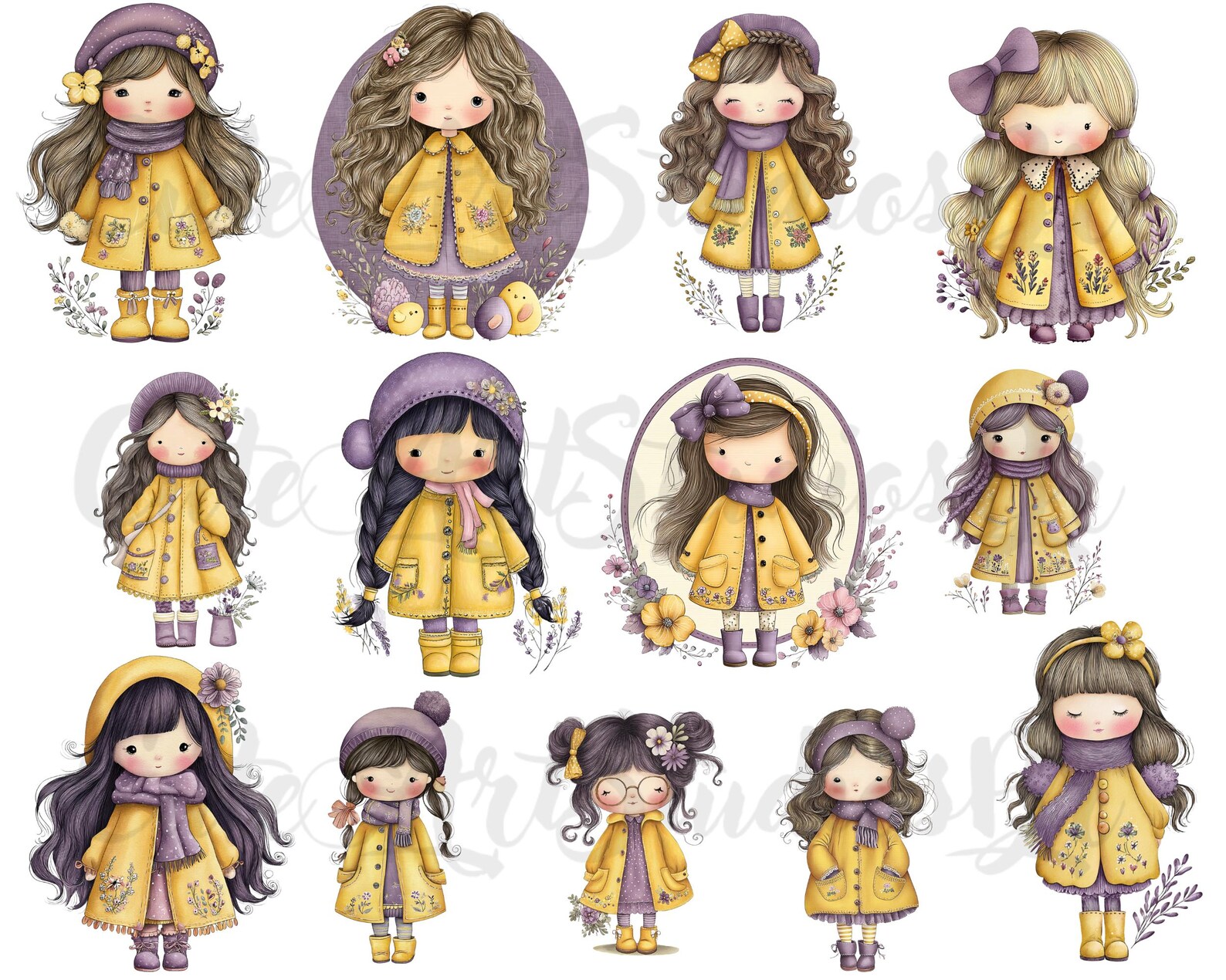 43 Watercolor Cute Girls, Dolls, Printable Girls, Little Girls Clipart ...