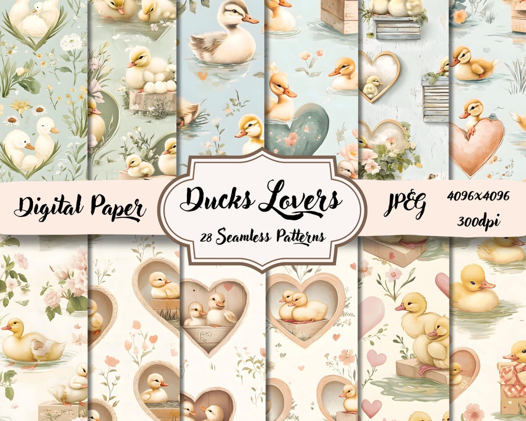 Seamless Ducks Pattern, Commercial Use, Seamless Ducks Digital ...