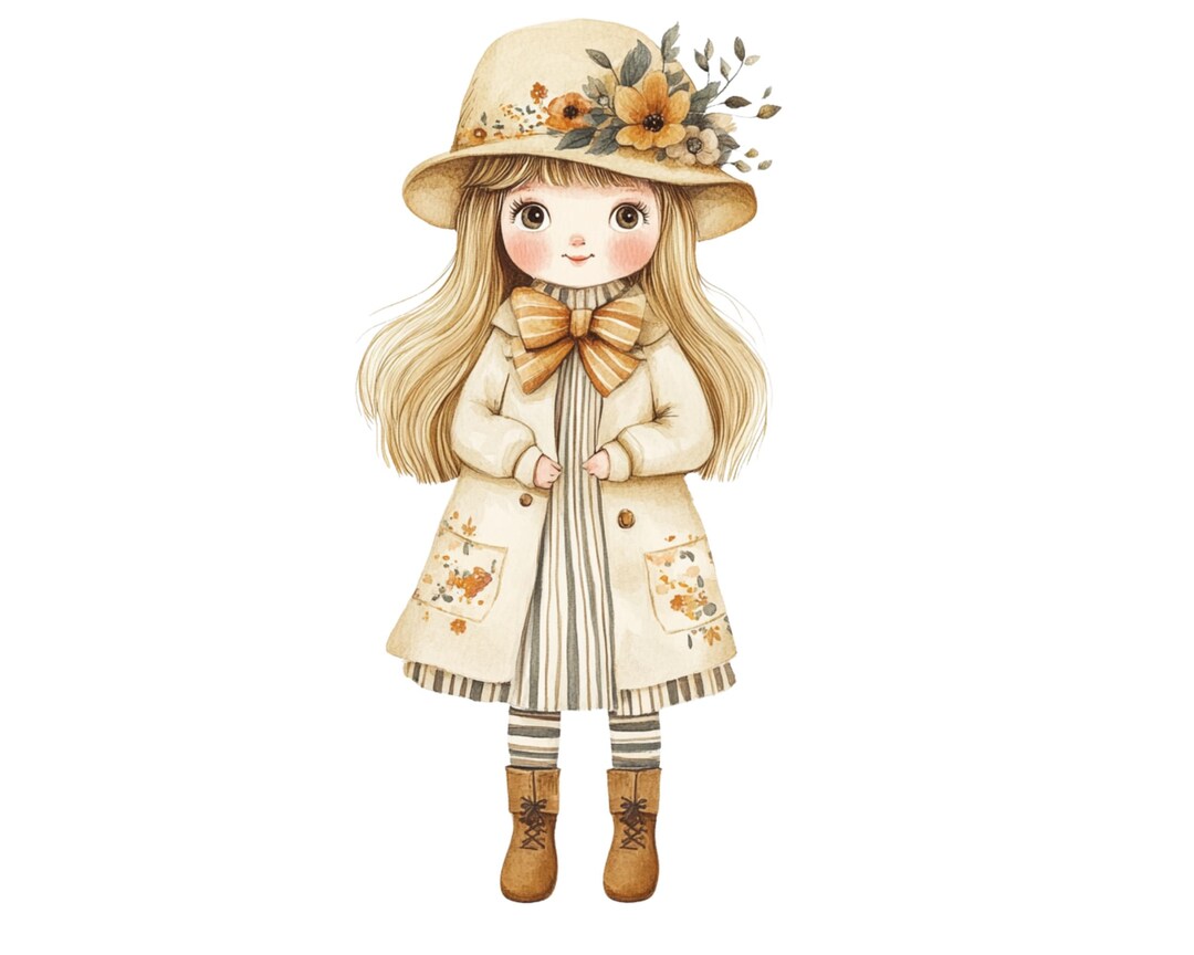 63 PNG Watercolor Cute Girl Clipart , Winter Girls, Girls in Coat ...