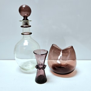 3 Piece Blenko Glass Collection Amethyst Purple - Etsy