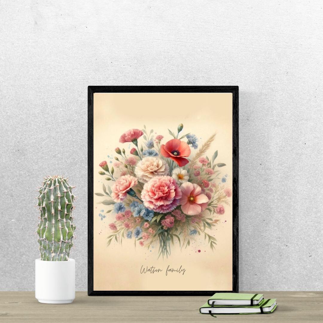 Birth Flower Wall Art Set | Monthly Flowers Printable | Watercolor ...