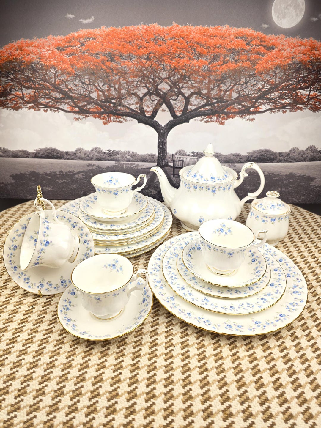 Vintage Royal Albert Memory Lane Tea Set: Teapot, Cups, Saucers ...