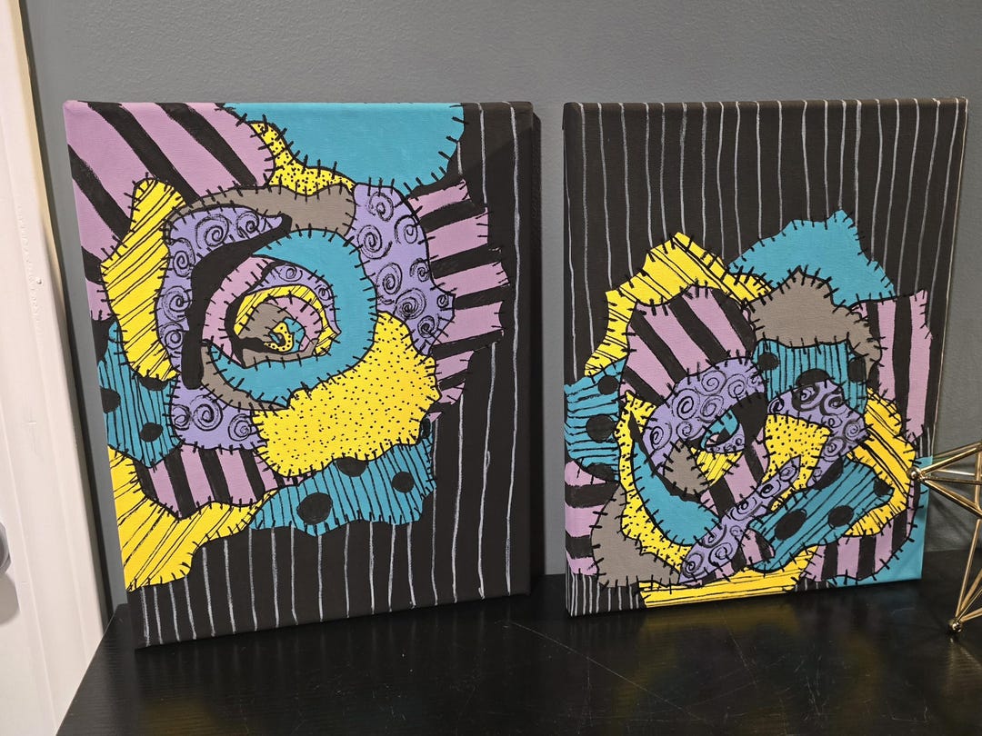 Jack and Sally Inspired Rose Wall Decor 8x10 Canvas - Etsy