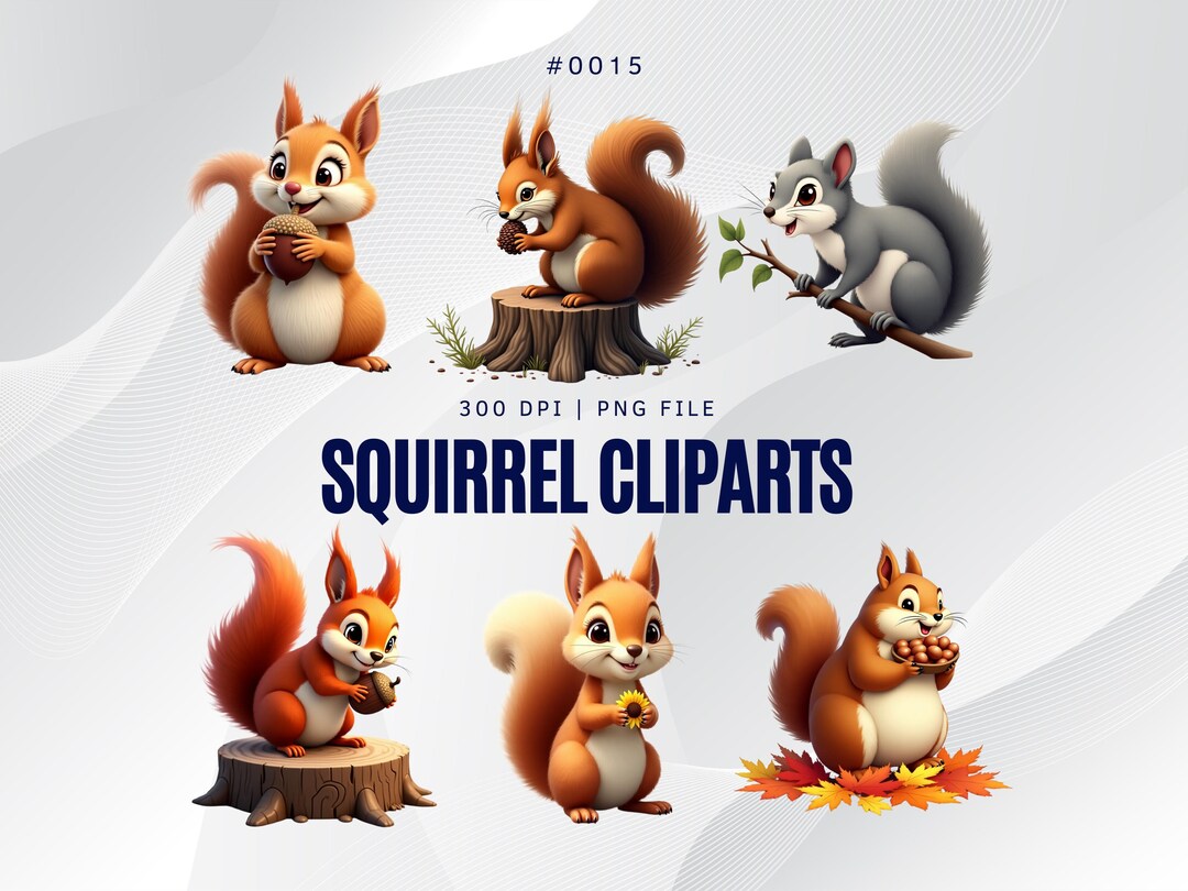 11 Squirrel Clipart Design Digital Printable | PNG File Digital ...