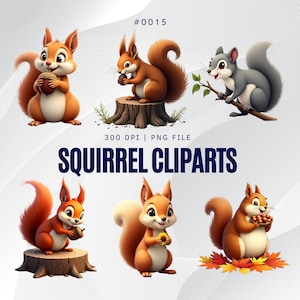 11 Squirrel Clipart Design Digital Printable | PNG File Digital ...