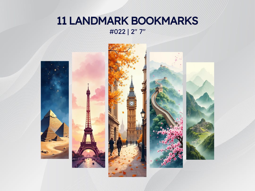 11 Landmark Bookmarks Digital Printable | Instant Donwload Bookmarks - Etsy
