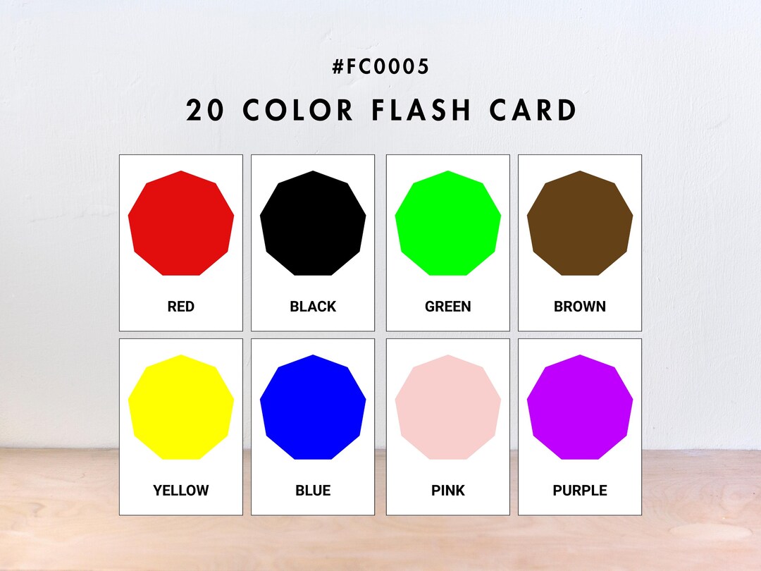 Color Flashcard Printable | 20 Digital Flash Cards for Kids Learning ...