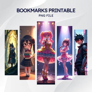 20 Anime Bookmark Digital Printable PNG Download - Etsy