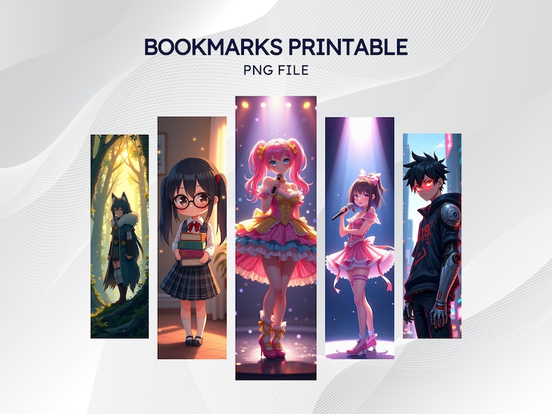 20 Anime Bookmark Digital Printable PNG Download - Etsy