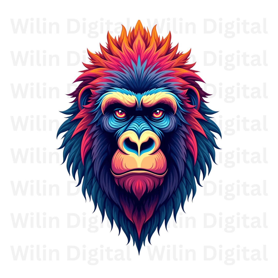 Gorilla Face T-shirt Design Digital Download for Sublimation & DTF - Etsy