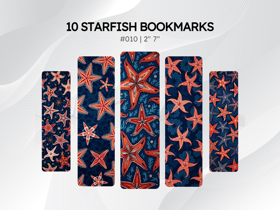 10 Starfish Bookmarks Digital Printable | Instant Donwload Bookmarks - Etsy