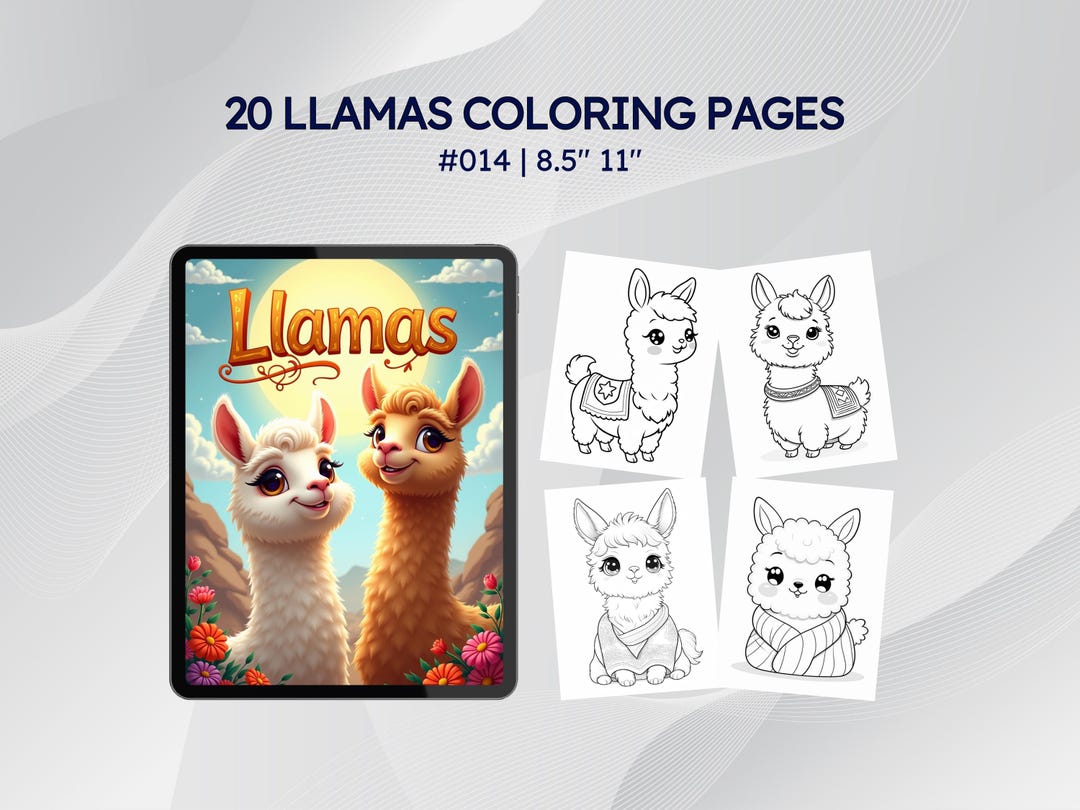 20 Cute Llamas Coloring Pages for Kids | Digital Printable Coloring ...