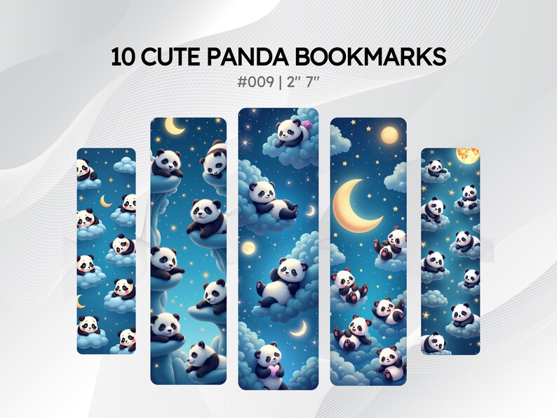 10 Cute Panda Bookmarks Digital Printable | Instant Donwload Bookmarks ...