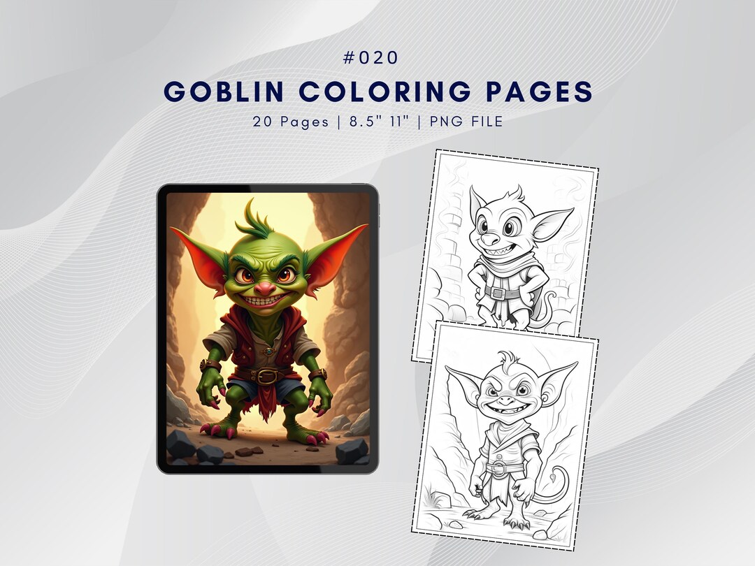 20 Coloring Pages Digital Goblin for Kids & Adults - Etsy