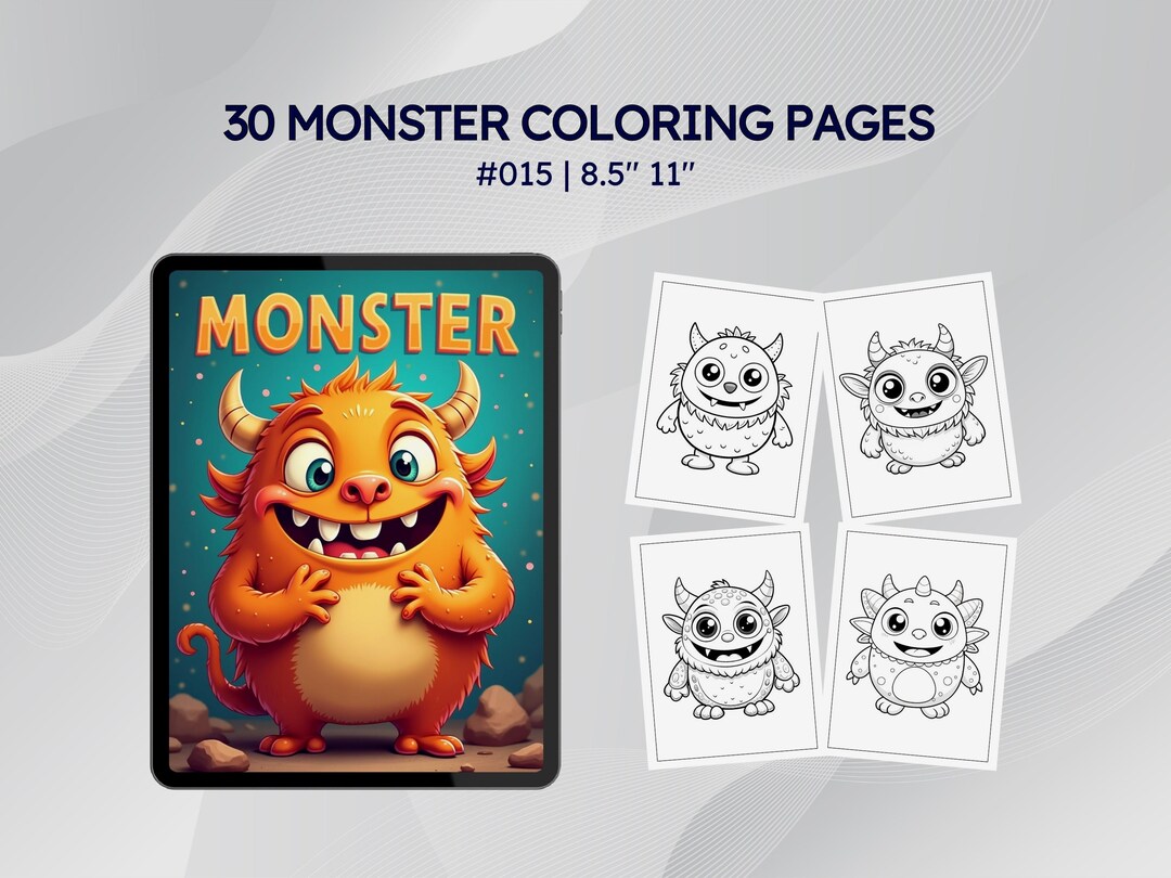 30 Cute Monster Coloring Pages for Kids | Digital Printable Coloring ...