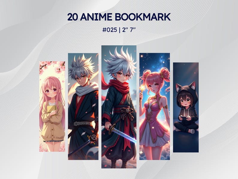 20 Anime Bookmark Digital Printable PNG Download - Etsy