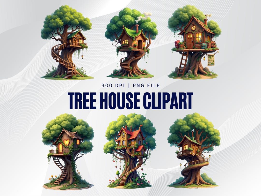 20 Tree House Clipart Design Printable | PNG File Digital Download - Etsy