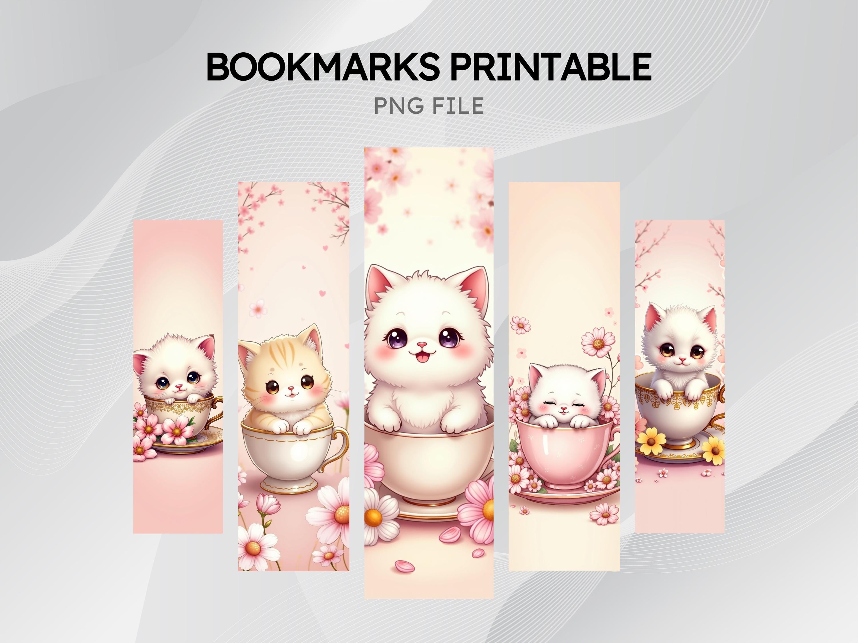 10 Cute Kitten Bookmarks Digital Printable | Instant Donwload Bookmarks ...
