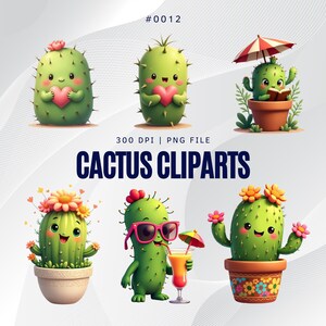15 Cactus Clipart Design Digital Printable | PNG File Digital Download ...