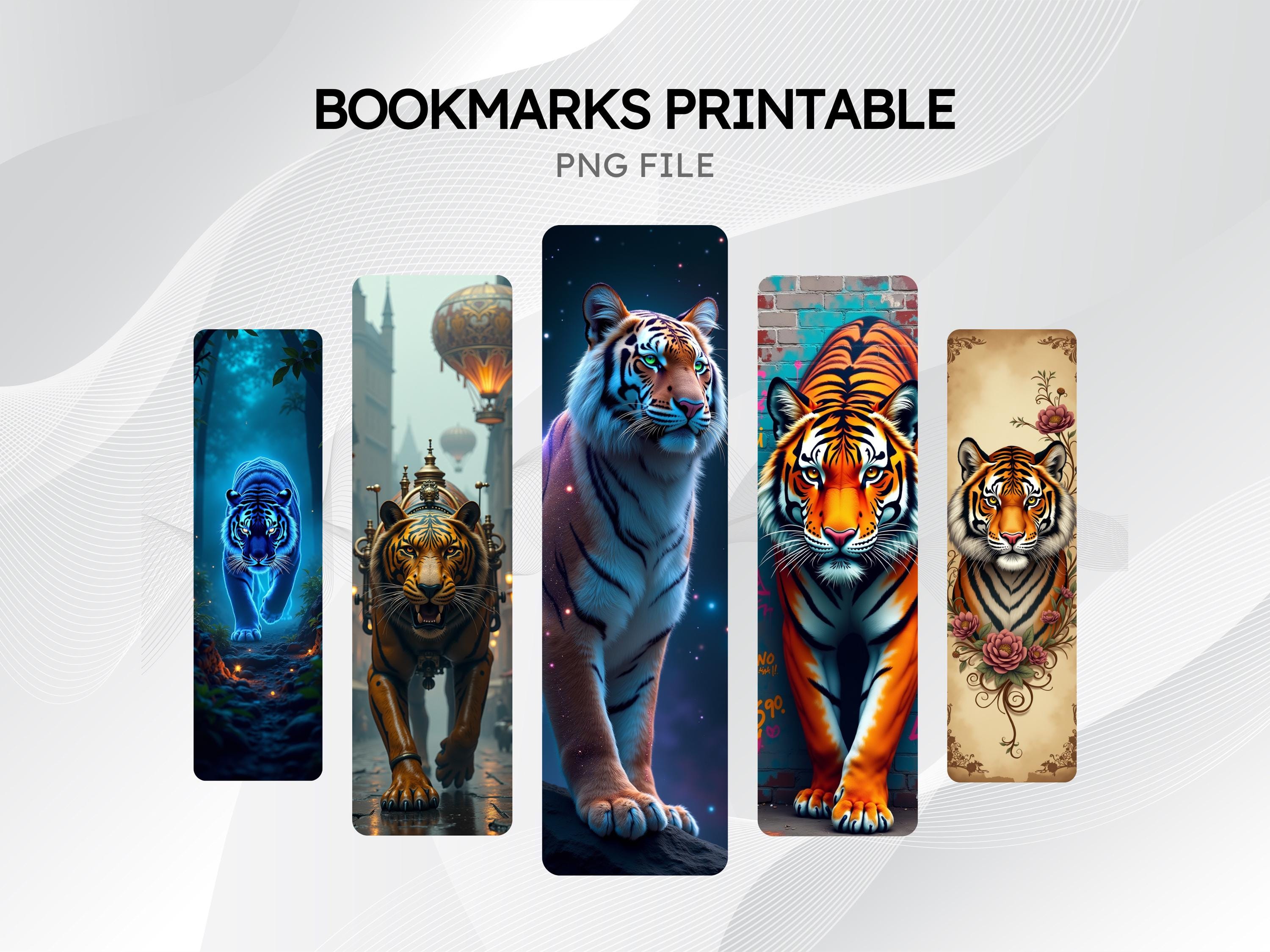 10 Tiger Bookmarks Digital Printable | Instant Donwload Bookmarks - Etsy