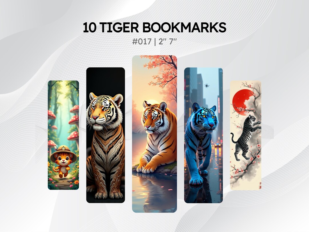 10 Tiger Bookmarks Digital Printable | Instant Donwload Bookmarks - Etsy