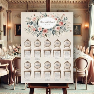 Regency Inspired Seating Chart | Elegant Watercolor Regency Chairs ...