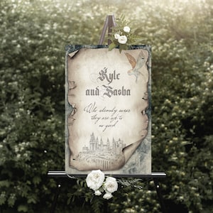 Scroll Welcome Sign With Magical Owl, Wizard Decor for Wedding and ...
