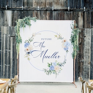 Future Mrs Banner, Blue and White Floral, Bridal Shower, Boho, Bride to ...