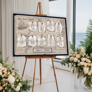 Nautical Seating Chart - Navy Blue - Beach Wedding - Find Your Seat ...