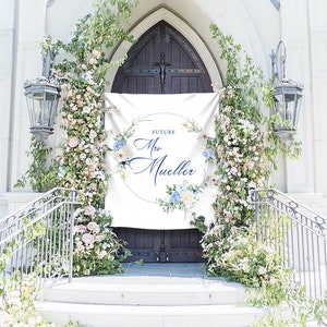 Future Mrs Banner, Blue and White Floral, Bridal Shower, Boho, Bride to ...