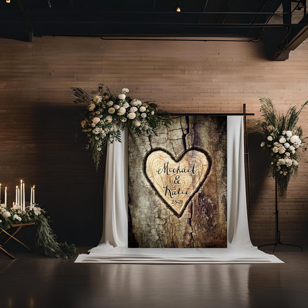 Rustic Wood Wedding Backdrop, Woodland Wedding, Tree Heart, Enchanted ...