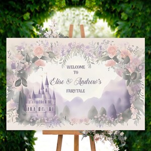 Fairytale Welcome Sign in Pink and Purple With Castle, Once Upon a Time ...