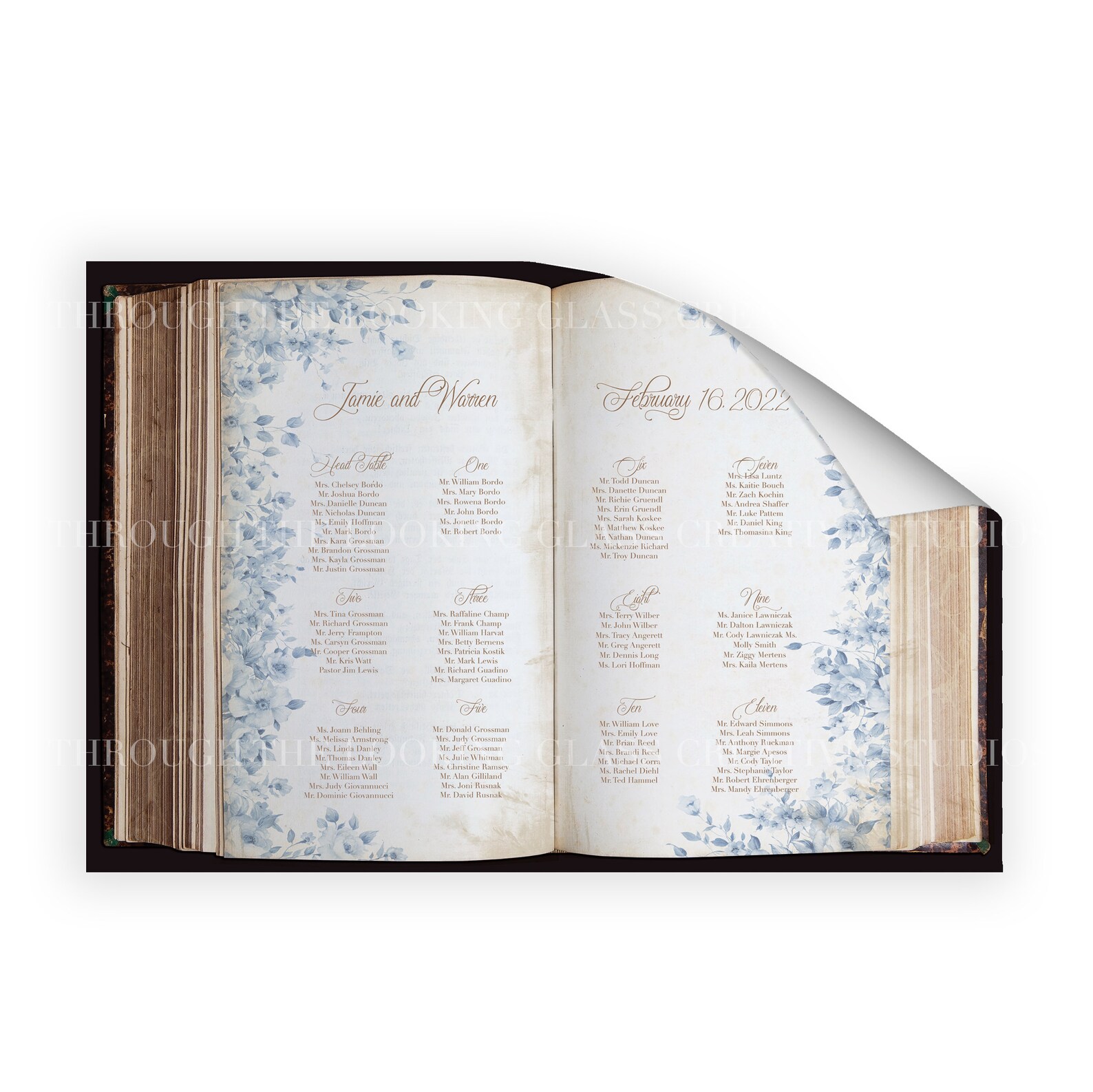 Fairytale Book Seating Chart With Blue Flowers Storybook Wedding Decor ...