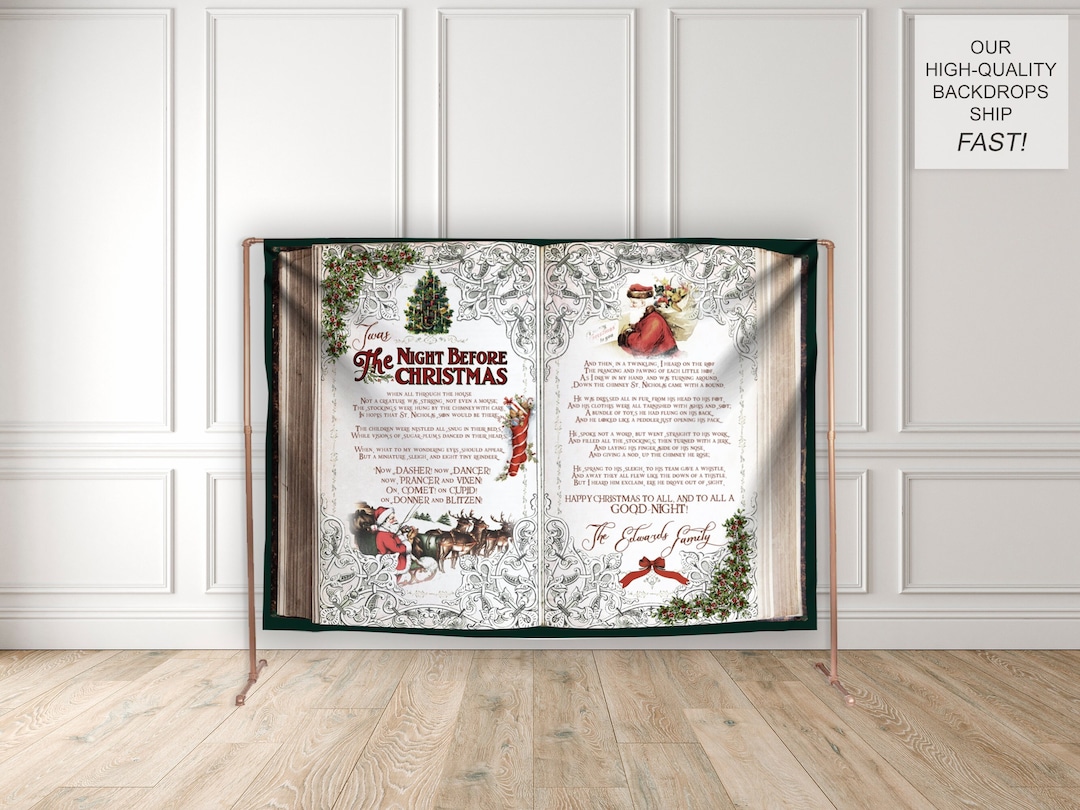 Twas the Night Before Christmas Art, Open Book Sign, Custom, Christmas ...