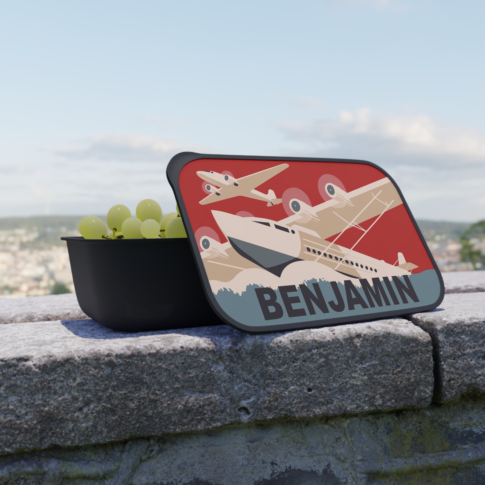 Custom Lunch Box for Kids Retro Airplane Poster Pilot Gifts - Etsy