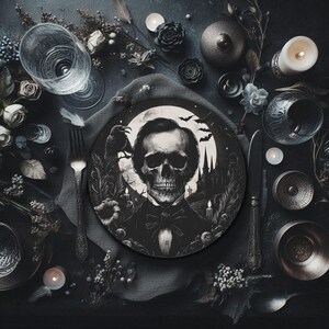 Victorian Gothic Skeleton Plate & Platter, Edgar Allan Poe, Unique ...