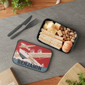 Custom Lunch Box for Kids Retro Airplane Poster Pilot Gifts - Etsy