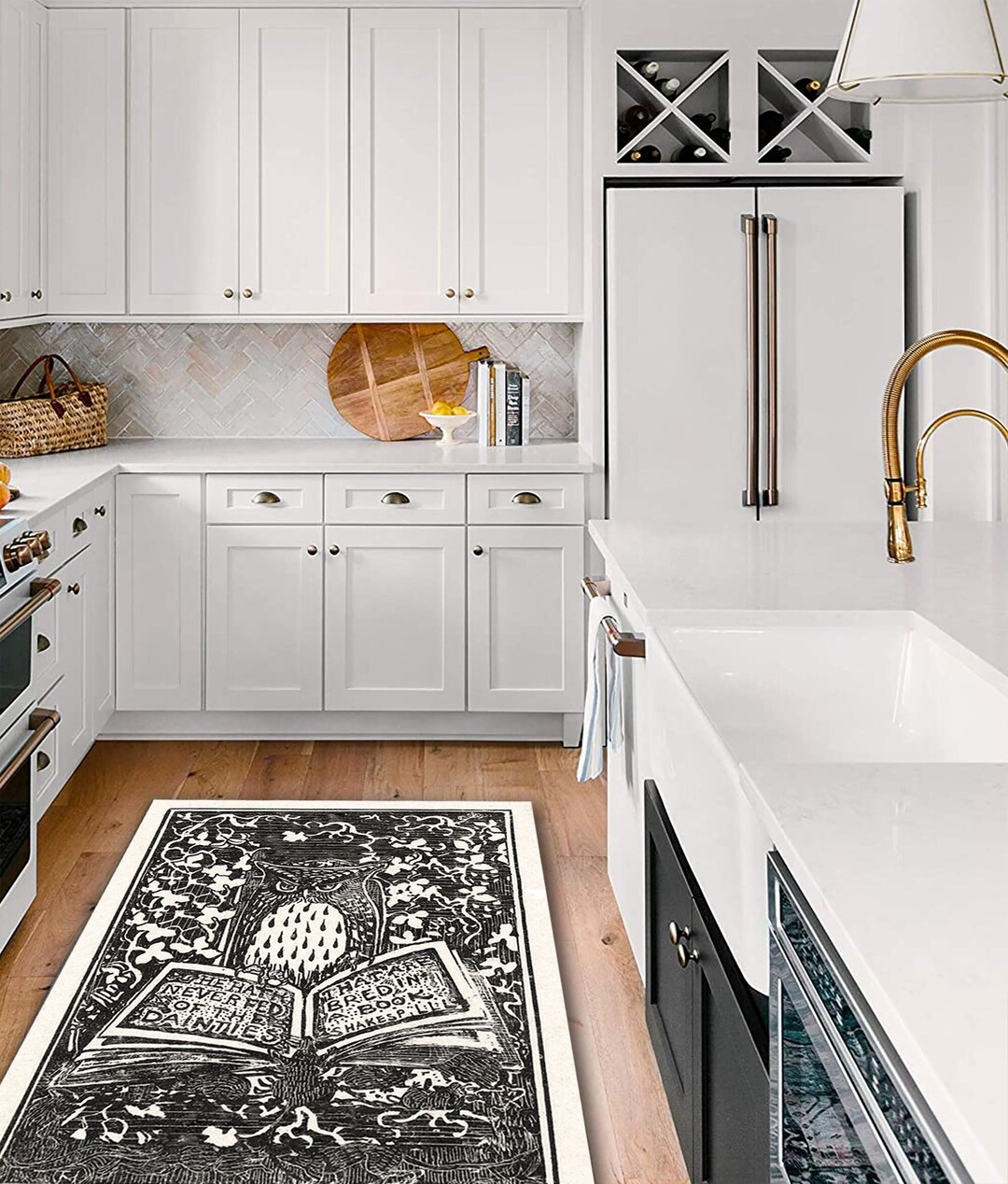 Halloween Area Rug Black and White Owl Rug Gothic Home Decor ...