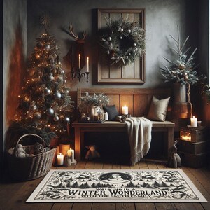 Winter Wonderland Snowman Design Rug, Personalized Christmas Rug ...