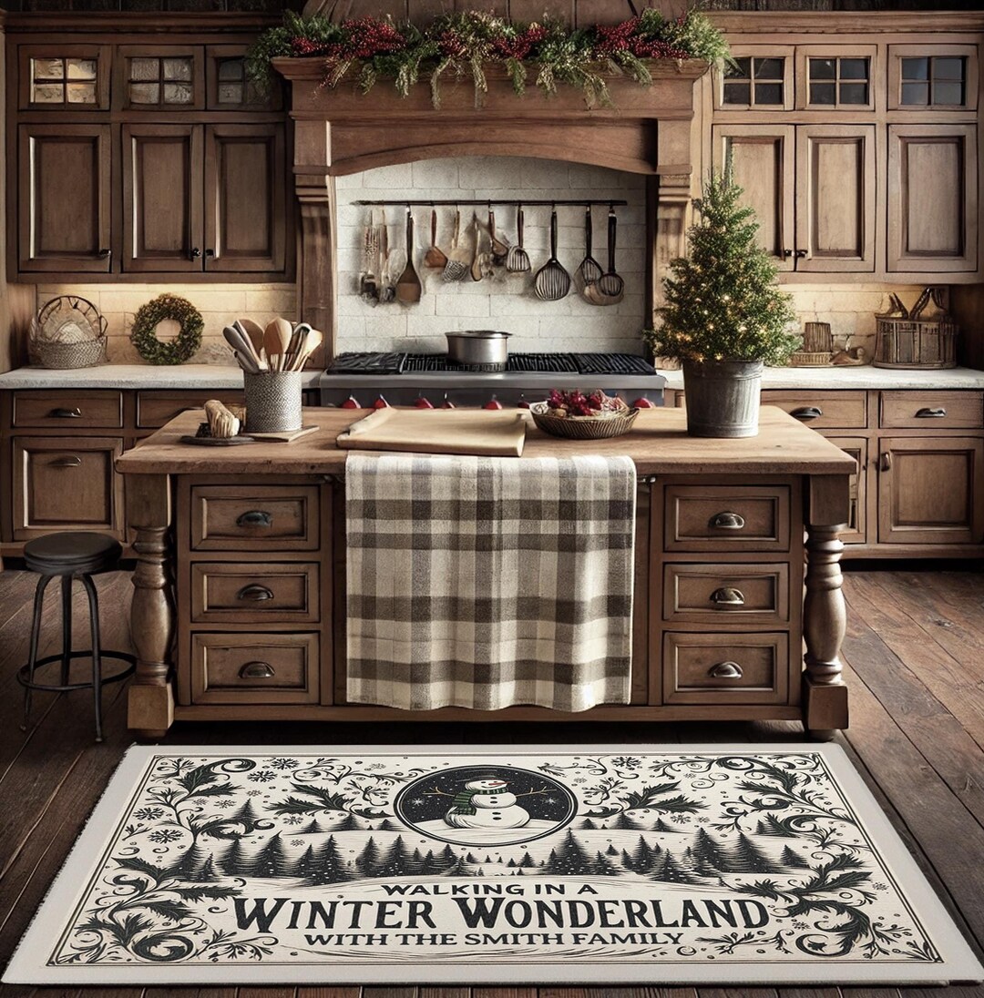 Winter Wonderland Snowman Design Rug, Personalized Christmas Rug ...
