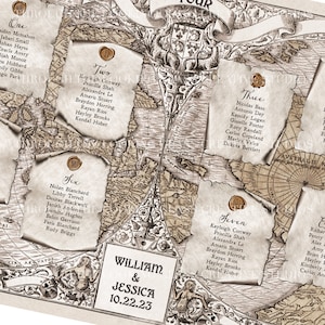 Old World Map Seating Chart - Travel Wedding - Vintage Scroll - Etsy